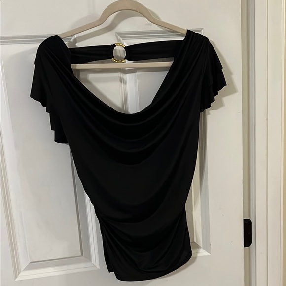 Wet Seal | Tops | Vintage Wet Seal Black Draped Top With Gold Accent | Poshmark